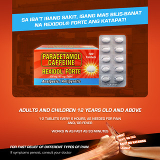 Rexidol Unilab Forte 10 Tablets Paracetamol + Caffeine | Shopee Philippines