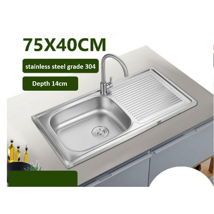 304 STAINLESS STEEL KITCHEN SINK/SIZE:75CM*40CM*14CM | Shopee Philippines