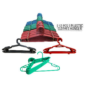 ( 12 PCS ) plastic clothes hanger / adult round hanger #002-2 (RANDOM ...