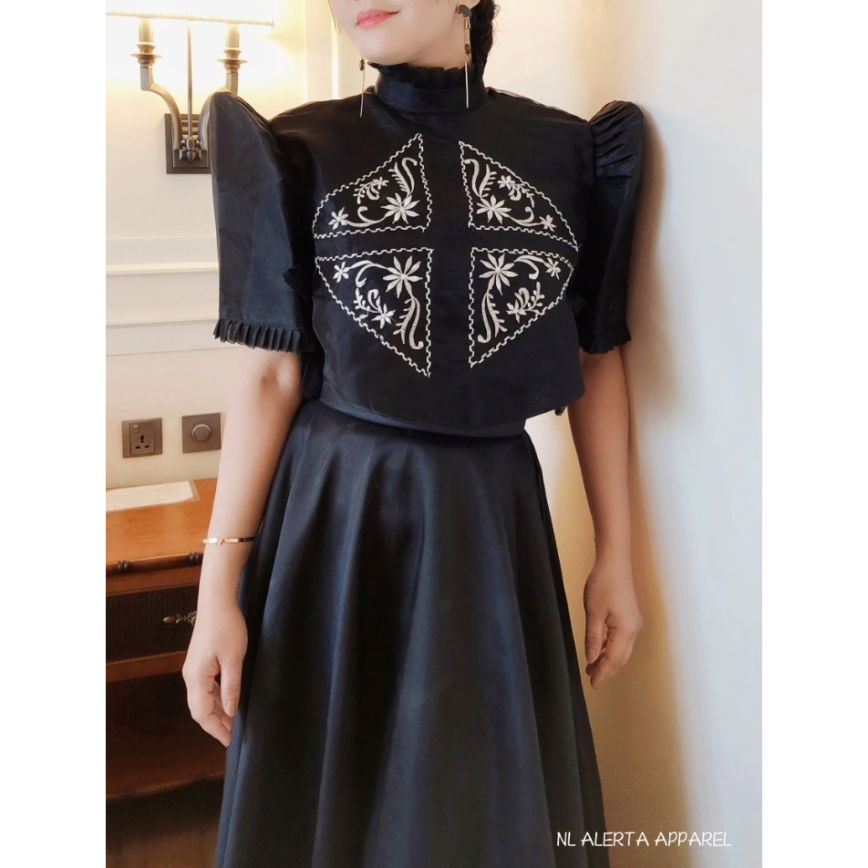 MODERN FILIPINIANA CROP TOP BARONG AND SKIRT FOR WOMEN (INDIVIDUAL ...