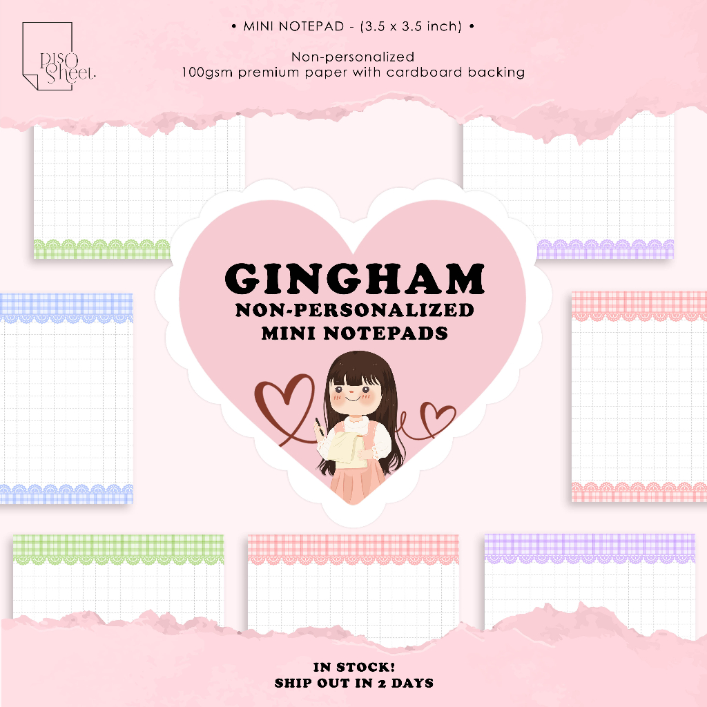 Gingham Mini Notepads, Non Personalized by PisoSheet | Shopee Philippines