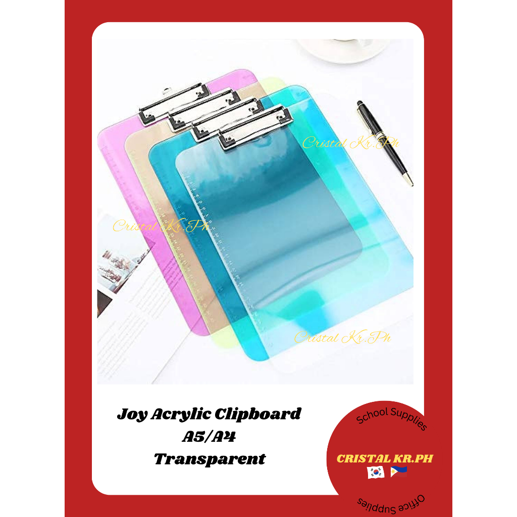 Joy Acrylic Clipboard Colored Plastic Transparent Clipboard Office File ...