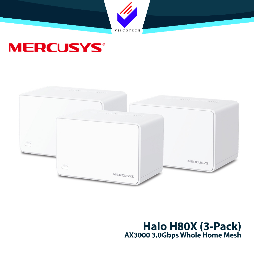 Mercusys Halo H80x (3-Pack) Ax3000 3.0gbps Whole Home Mesh Wi-Fi 6 Dual Band Gigabit System ...