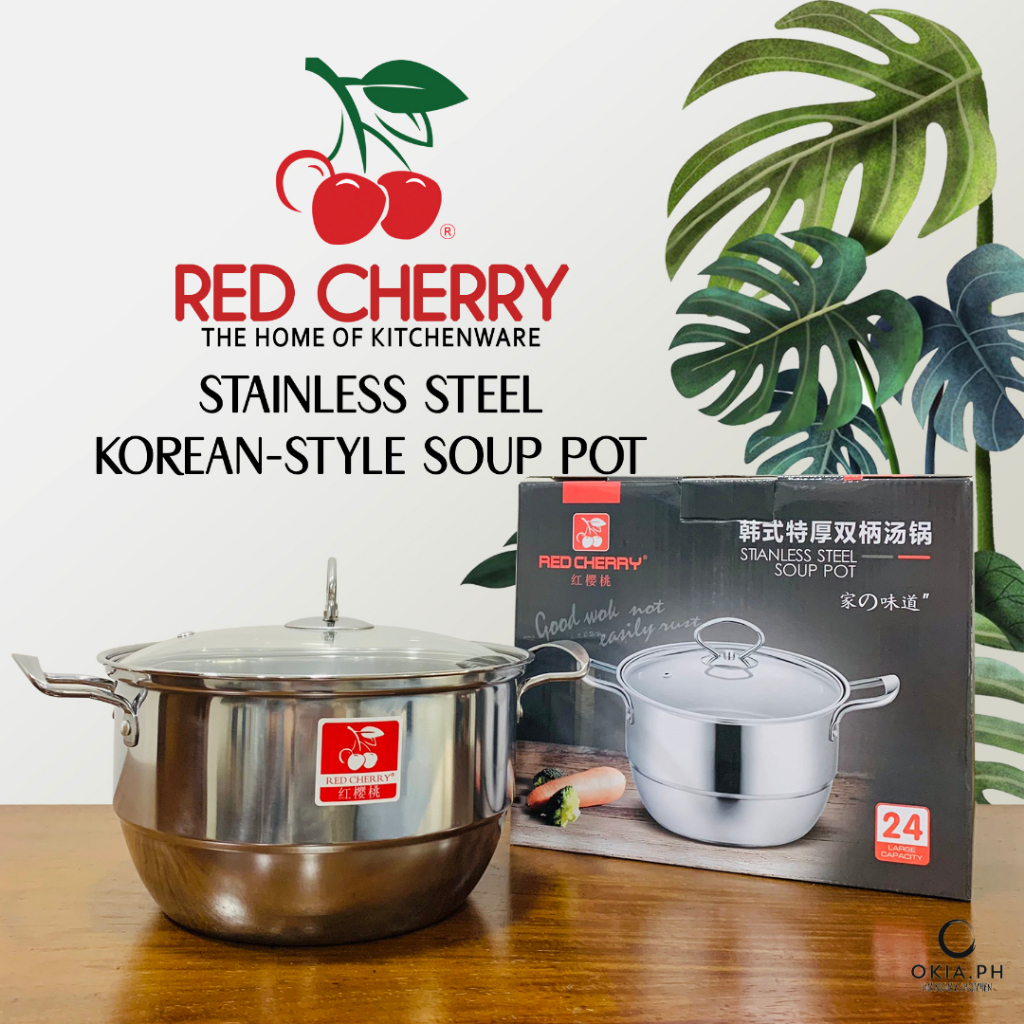 Red Cherry Stainless Korean- Style Soup Pot 24cm | Shopee Philippines