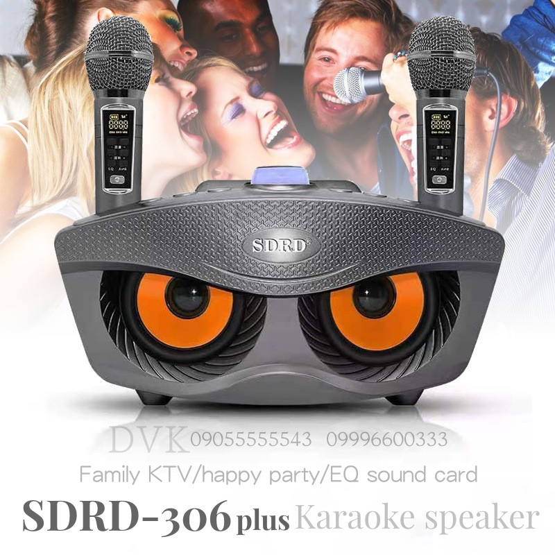 SDRD SD-306 Plus Owl Subwoofer karaoke Wireless Bluetooth Dual Microphono Karaoke Portable 3D ...