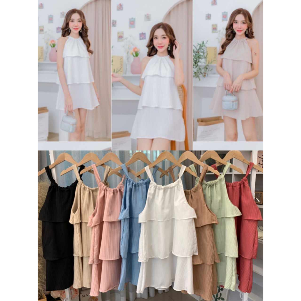 Authentic Bangkok Halter Sleeveless Layered Dress #24 Dee Brand Made in ...