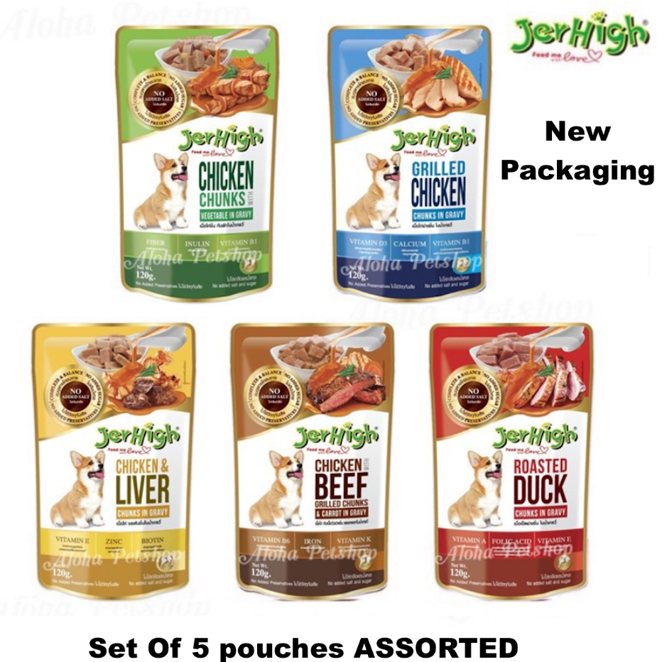 Jerhigh Pouch in Gravy 120g Wet Dog Food - ASSORTED RANDOM FLAVOR (set ...