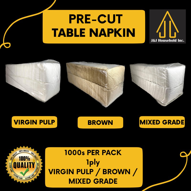 PRE-CUT TABLE NAPKIN 1000s (tissue for bars, milktea / coffee shops ...