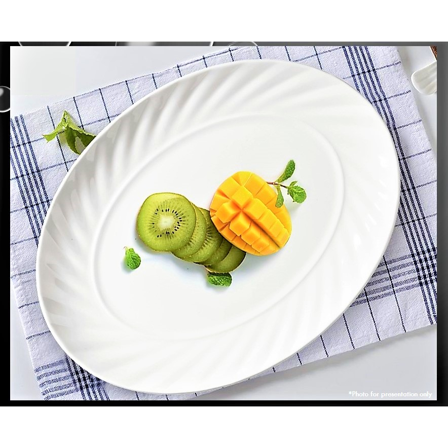 Oval Opalware Plate/Fish Plate/Oval Platter Swirl Rim(8inch, 12inch ...