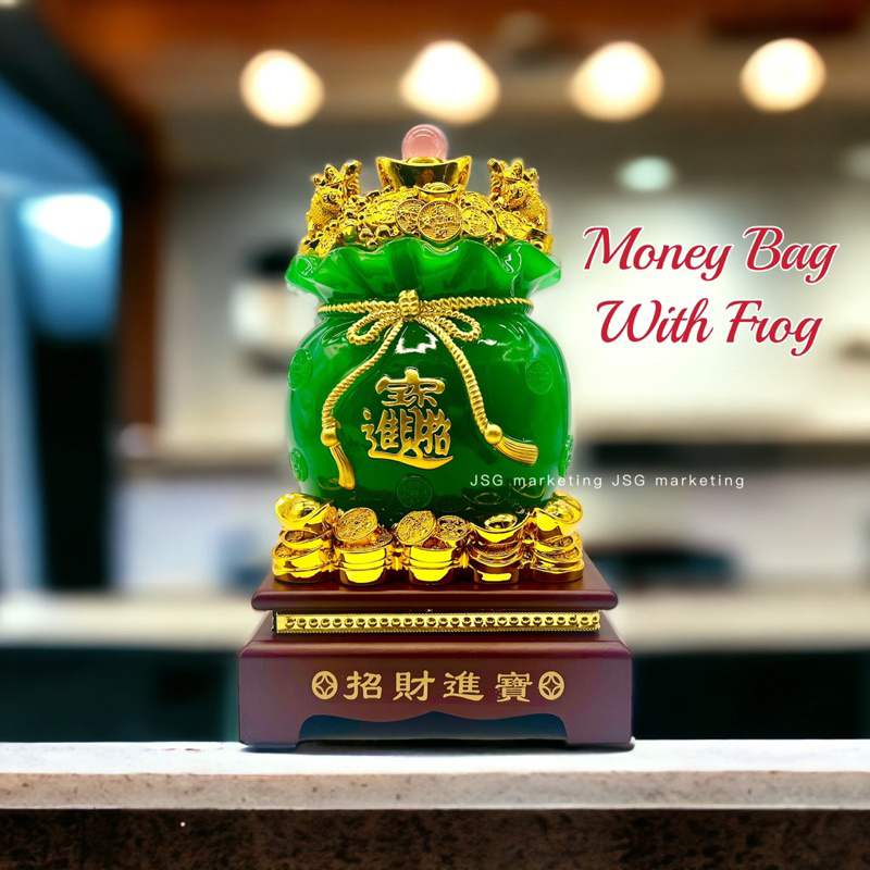 Chinese Fortune Treasure Basin Statue Feng Shui Jade Money Bag Figurine ...