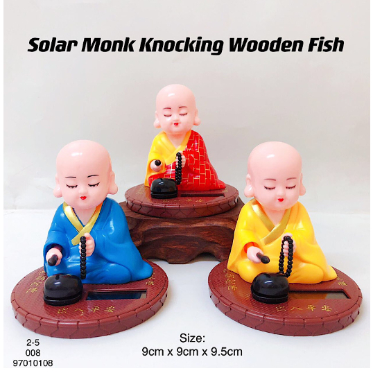 Fengshui Solar Monk Buddha Knocking Wooden Fish Living Room Office ...