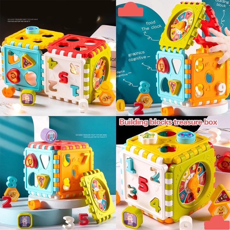 BS Baby Puzzle Building Block Toy Shape Matching Hexahedron with Number ...