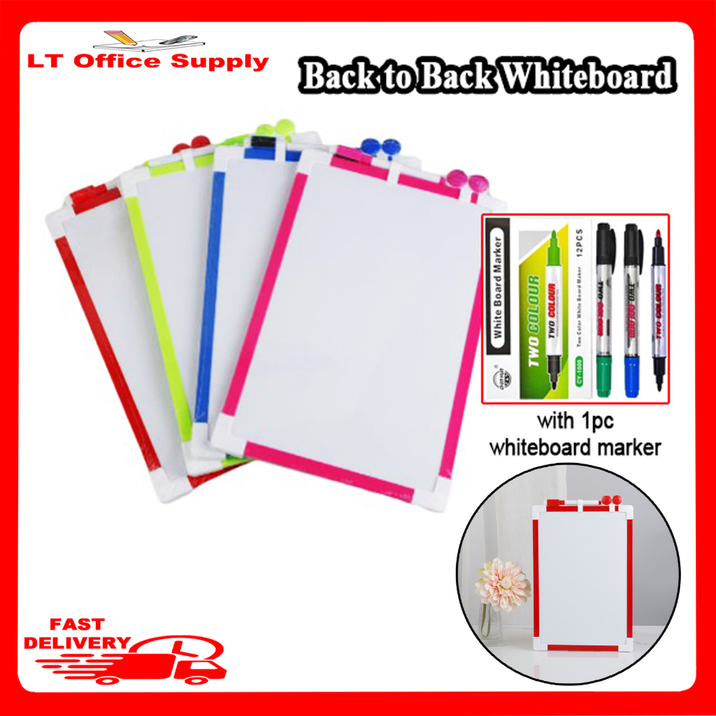 Back to back magnetic whiteboard PVC frame 20x30cm with 1pc whiteboard ...