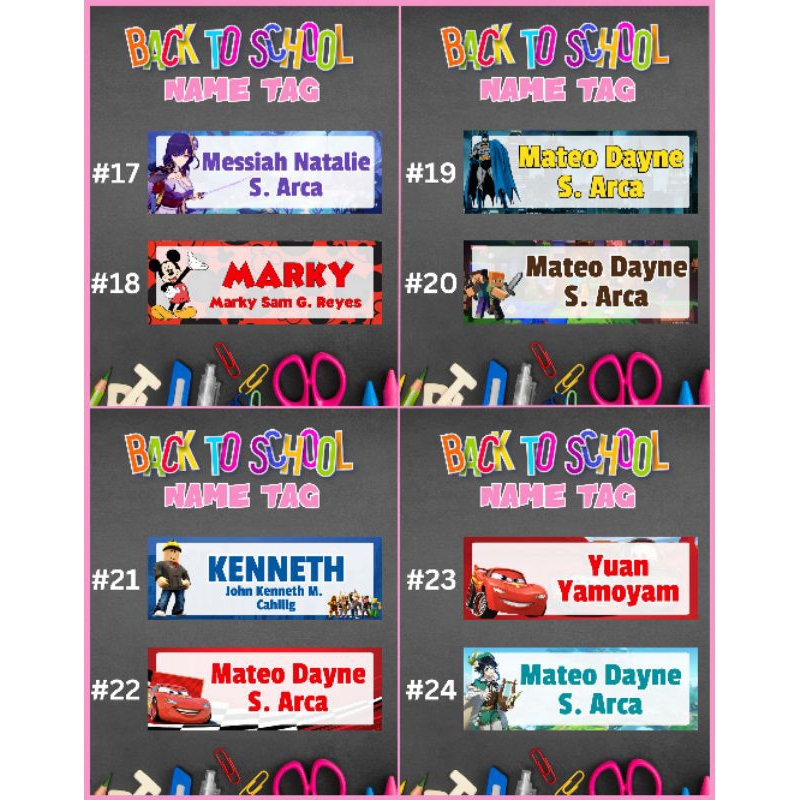 Laminated Name Tag / Name Plate for student Personalized by Tita print ...