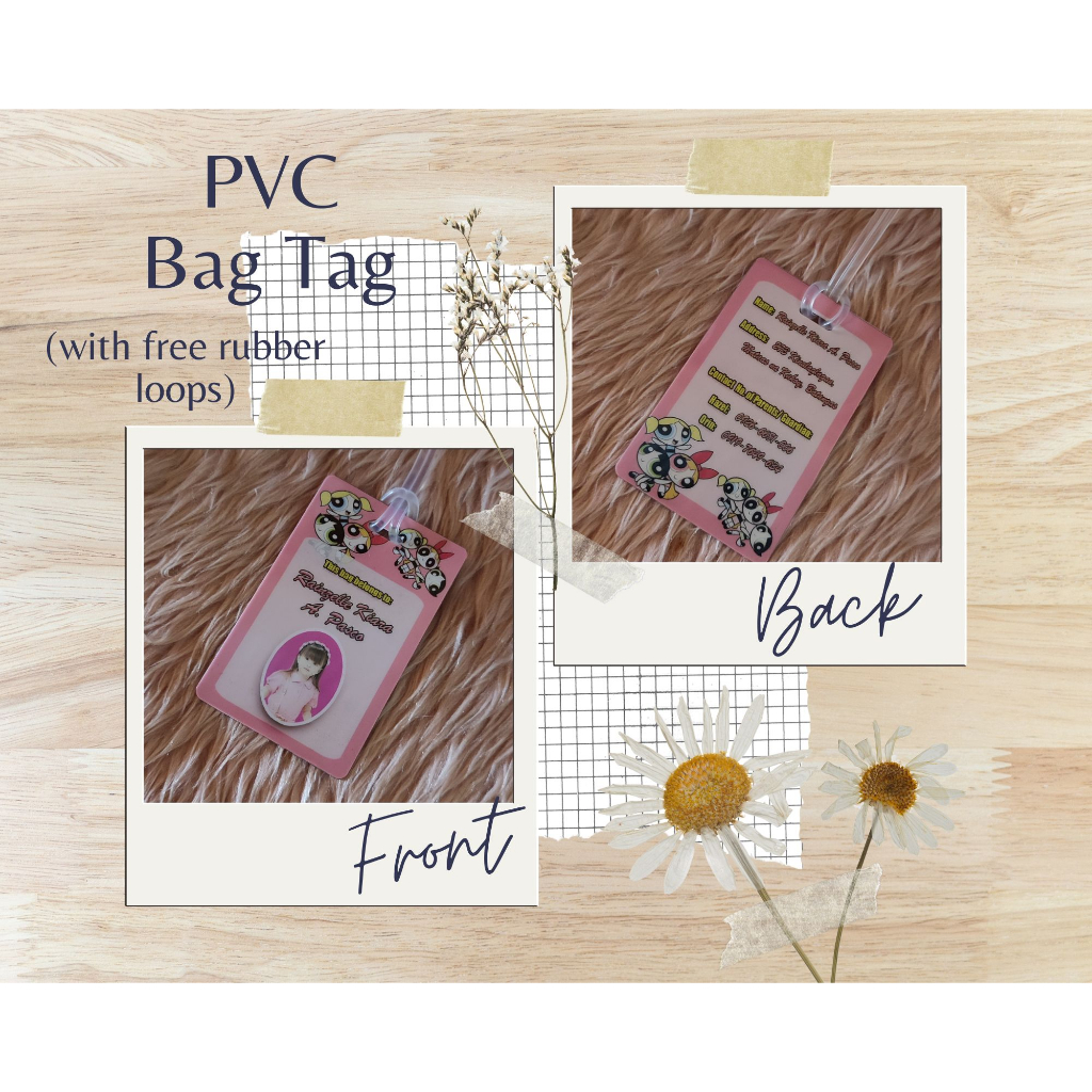 PERSONALIZED PVC/LAMINATED BAG TAG FOR KIDS (WITH FREE RUBBER LOOPS ...