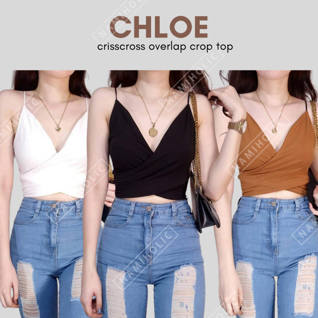 Namiholic Chloe Criss Cross Overlap Crop Top I Cotton Spandex I XS to ...