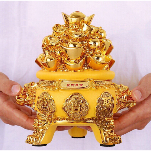 Golden Wealth Pot Full of Coin and Ingot with Overflowing Treasures for ...