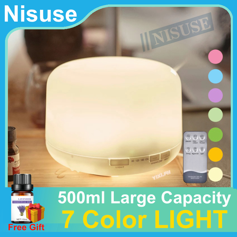 500ML 7 LED Humidifier with Essential oil Ultrasonic Aromatherapy ...