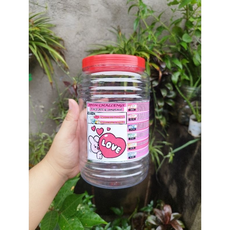 BT21 ALKANSYA IPON CHALLENGE (coins bank) transparent clear plastic jar ...