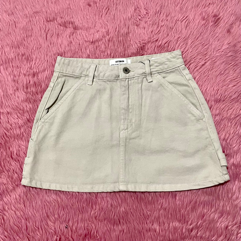 Cotton On Cargo Denim Skirt Highwaist Mini Palda Maong Skort | Shopee ...