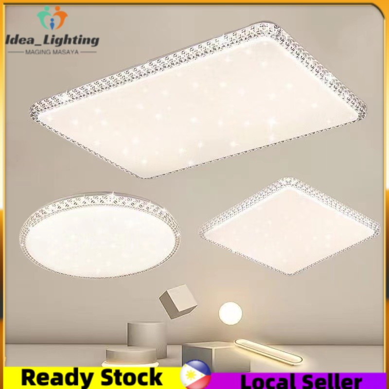 Modern Chandelier Ceiling Light Living Room Tri Color Crystal Ceiling ...