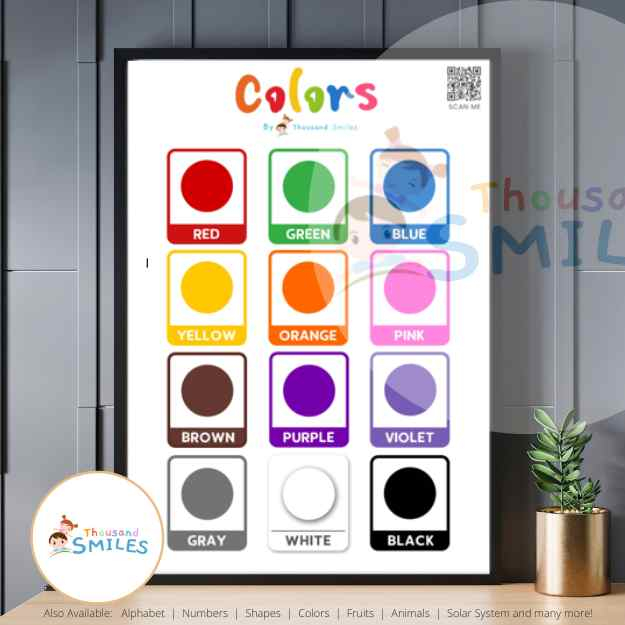Colors Chart Laminated Wall Poster A4 size for Kids Educational ...