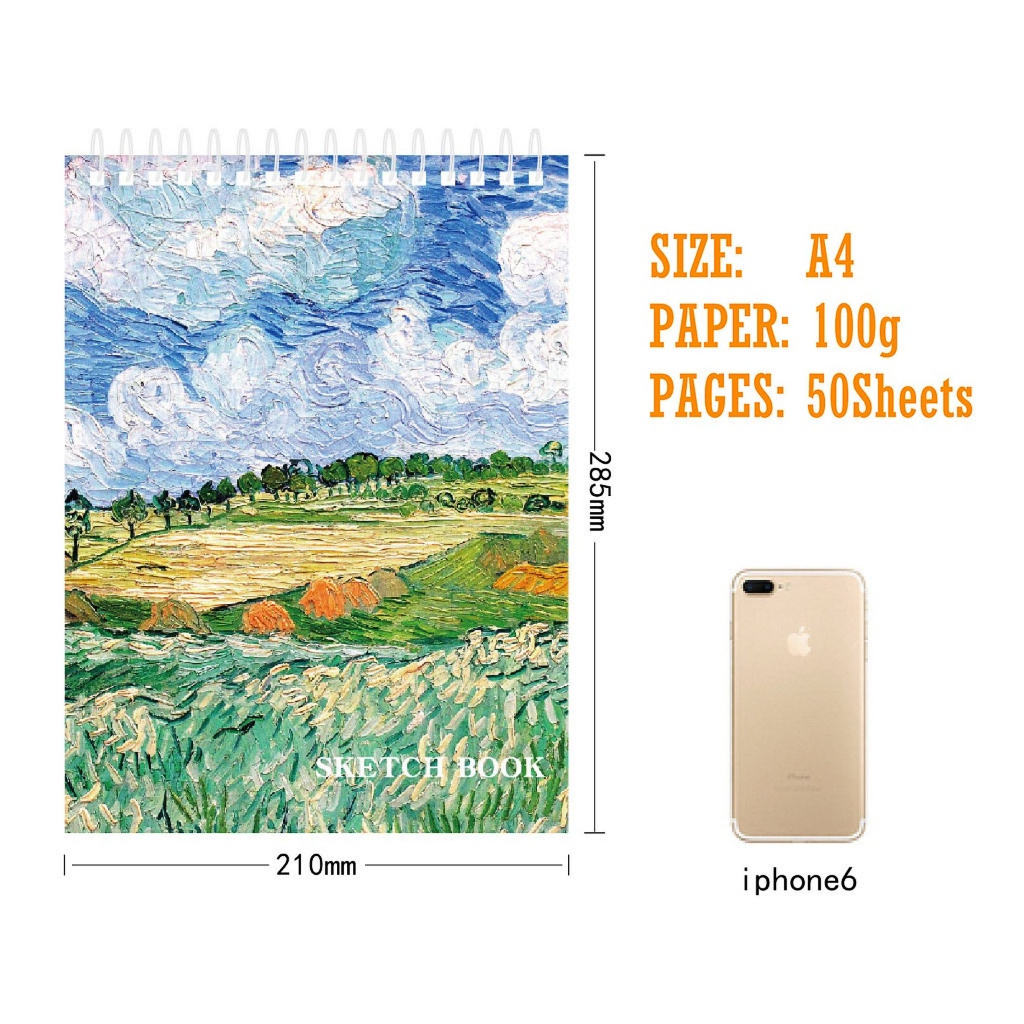 A4 Van Gogh Sketchbook Art Student Supplies Big Notebook kraft ...