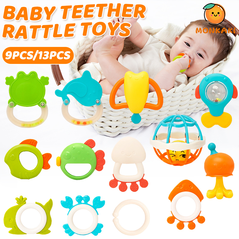 13 PCS Silicon Teether For Baby BPA Free Baby Rattle Toys For Infants ...