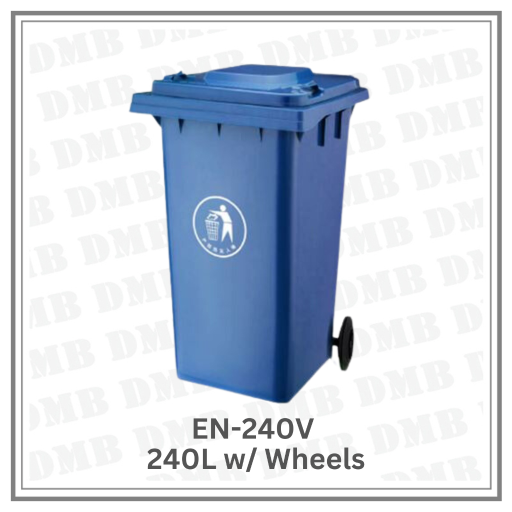 240 Liters Mobile Trash Bin with Cover and Wheels Assorted Colors (EN ...