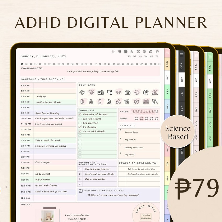 2026 ADHD Digital Planner for Goodnotes, iPad & Android Adhd Digital ...