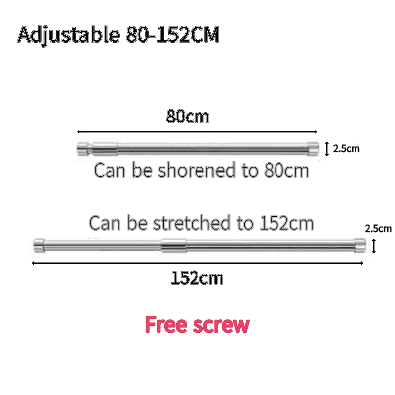 Telescopic Rod Clothes Coat Pants Hanging Wardrobe Curtain Retractable ...