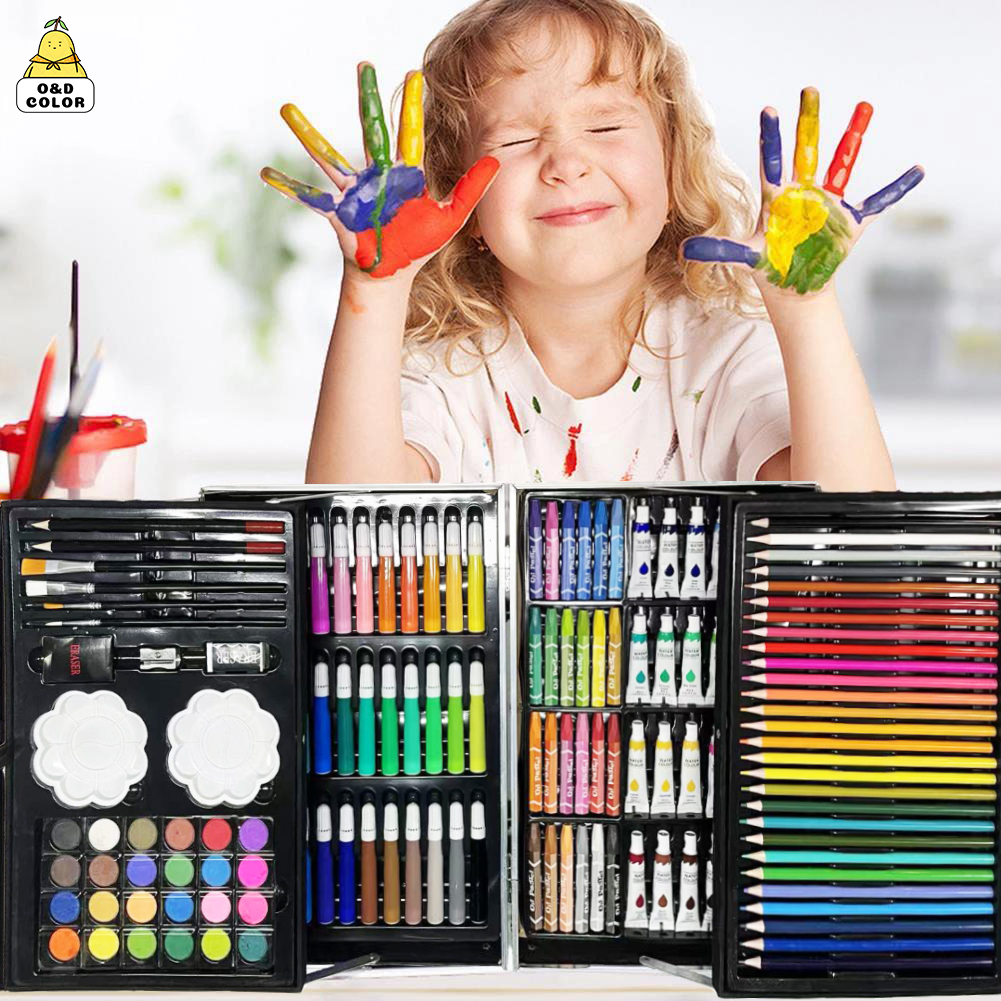 145Pcs Art Stationery Set Aluminum Case Watercolor Pens Crayon Marker ...