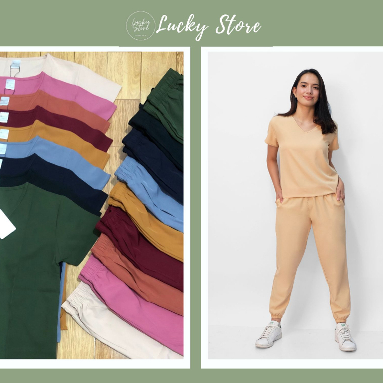 HTP Basics Women's Unifit Scrub Suit (Semi-fitted Top + Jogger Pants ...