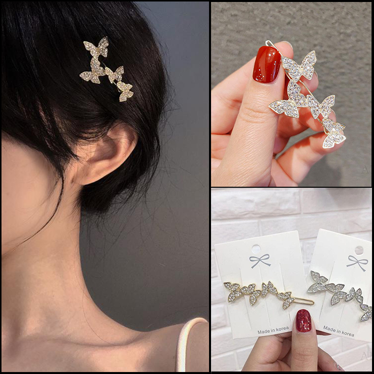 Elegant Shiny Butterfly Hairpin Rhinestone Girl Side Clip Hairpin HO ...