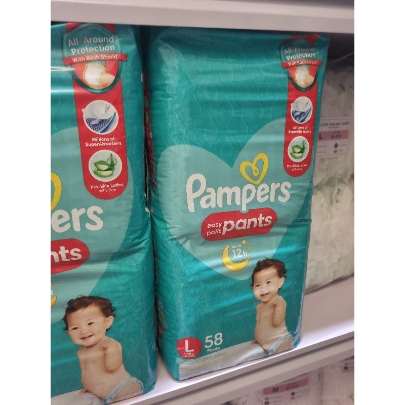PAMPERS PANTS RASH SHIELD WITH ALOE - LARGE 58 PCS (2024 MFG DATE) | Shopee Philippines