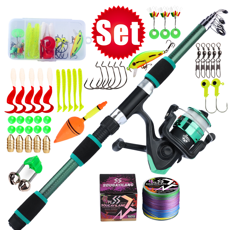 Sougayilang [COD] Fishing Rod Reel Full Kit Telescopic Spinning Rod ...