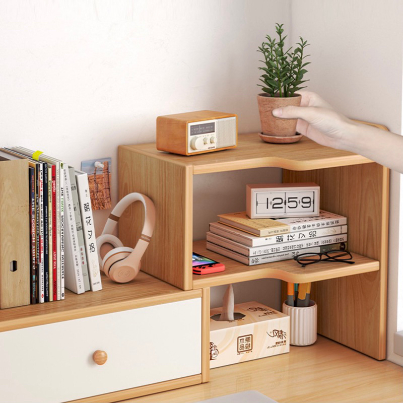 YAMIGO DIY adjustable bookshelf wood bookrack bookcase with sliding ...