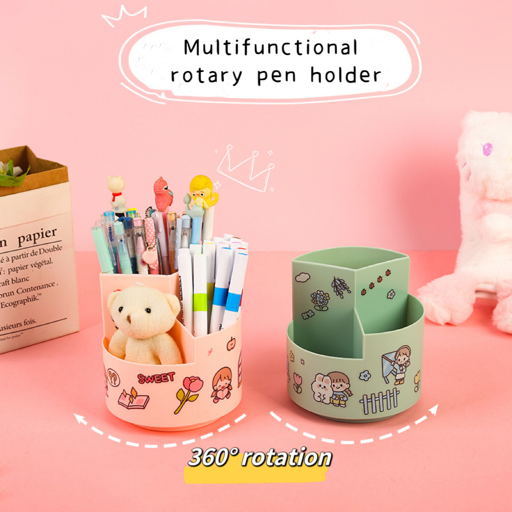 360° Rotating Pen Holder Large-Capacity Storage Pen Container | Shopee ...