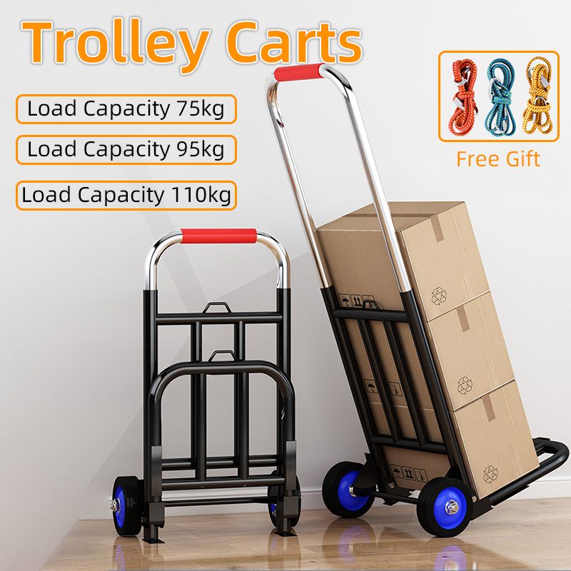 COD Small Pull Cart Heavy Duty Shopping Trolley Aluminum Folding ...