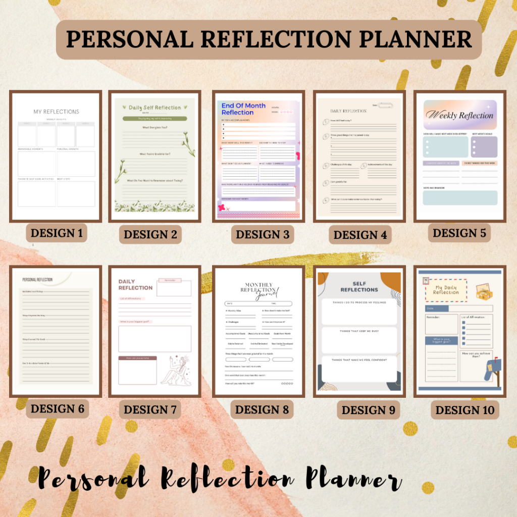 Personal Reflection Planner (can be customizable) Non-Sticky | Tearable ...