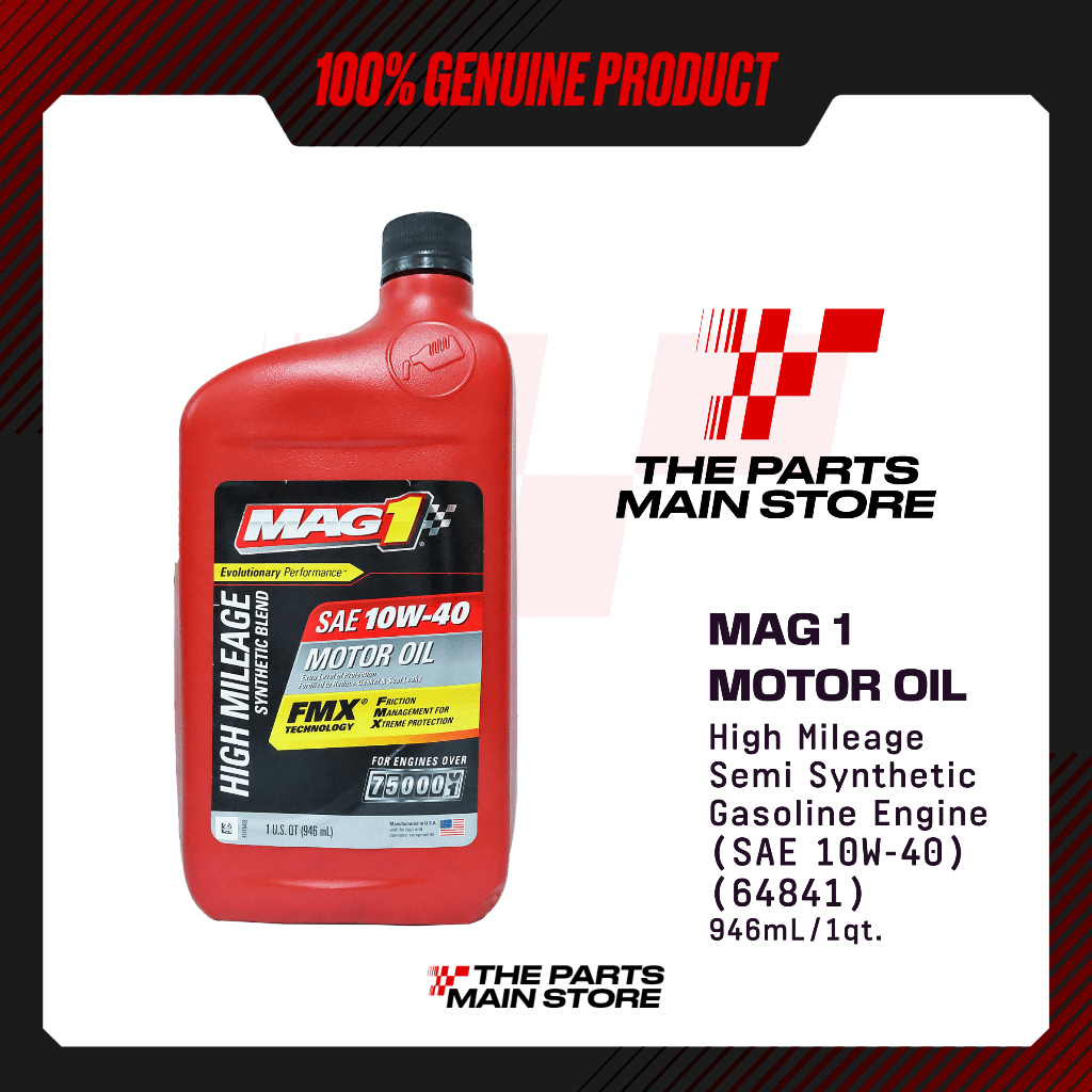 MAG 1 Motor Oil Semi Synthetic High Mileage Gasoline Engines SAE 10W-40 ...