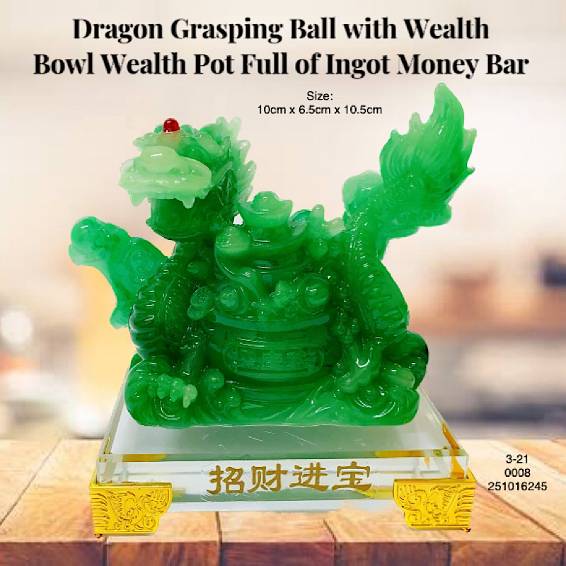 Feng Shui 2024 Dragon Grasping Ball with Wealth Bowl Wealth Pot Full of ...