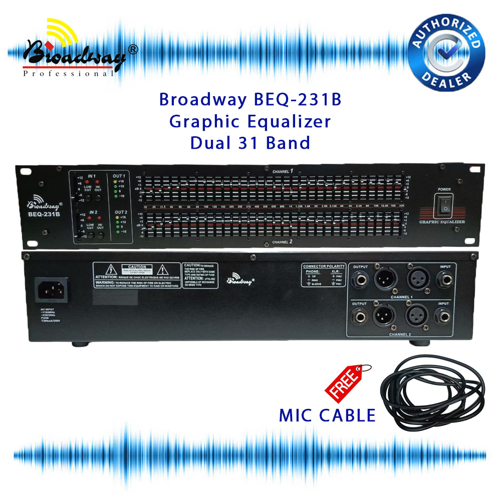 Broadway EQUALIZER MODEL BEQ-231S 231B EQ DUAL 31-Band GRAPHIC Equalizer FREE MIC CABLE BEQ231S ...