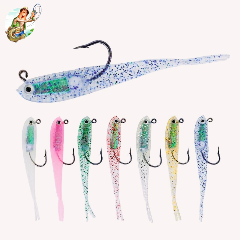 Soft Plastic Lure 7cm/6g Split Tail Lead Fish Swimbaits With Hooks ...