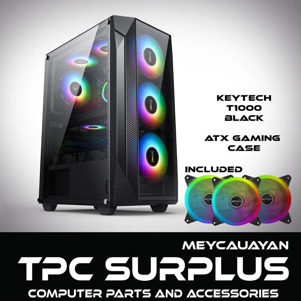 KEYTECH T1000 ATX GAMING CASE w/ FAN INCLUDED Brandnew | Shopee Philippines
