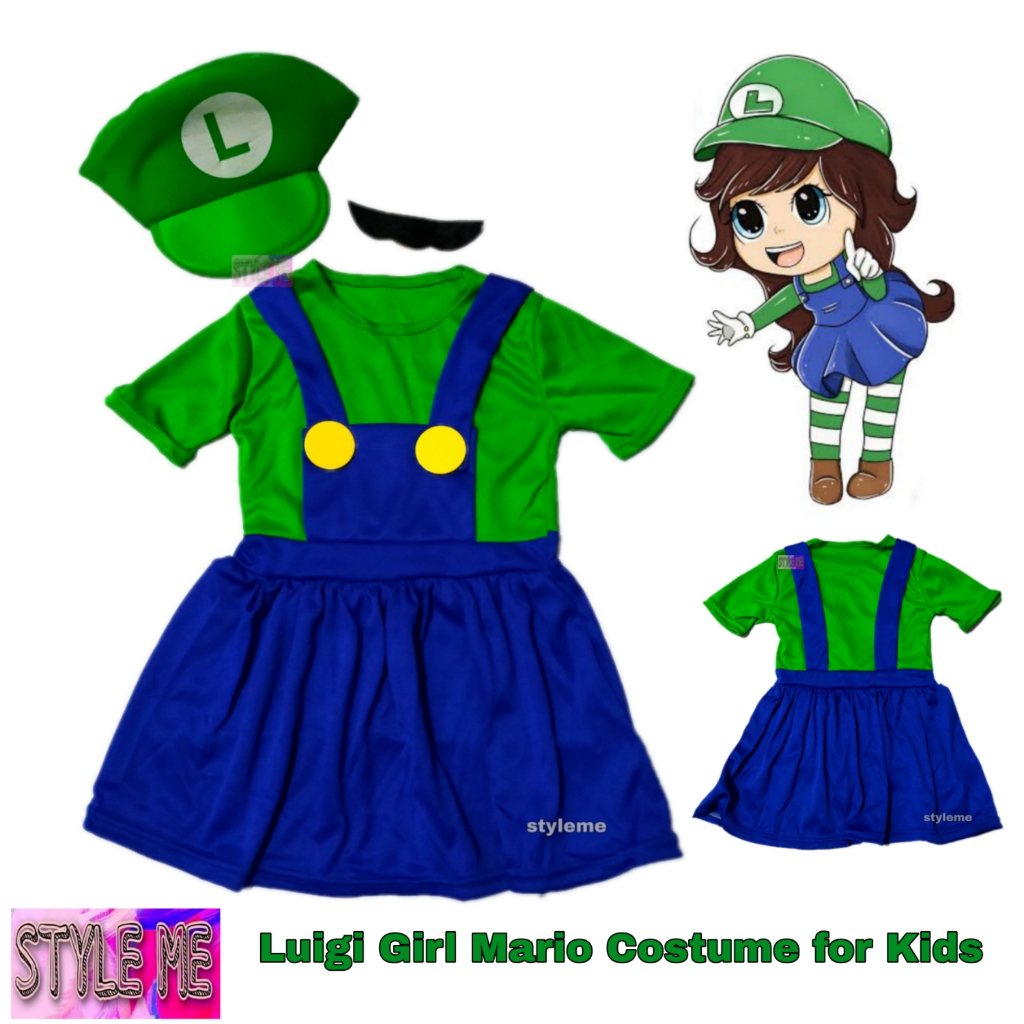 LUIGII GIRL SUPER MARIOO CHARACTER COMPLETE SET COSTUME FOR KIDS ...