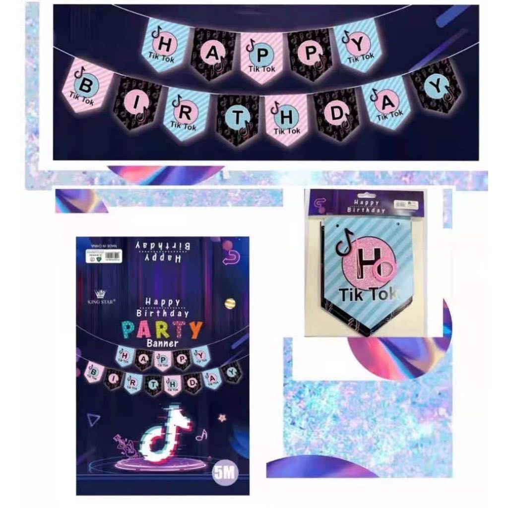 Happy Birthday Banner Party Decoration (Tik Tok) | Shopee Philippines