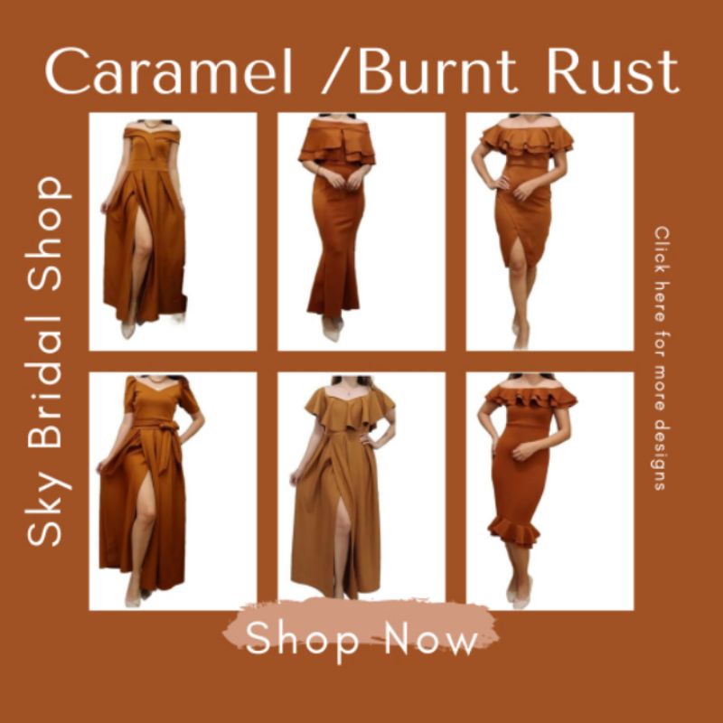 Burnt Rust & Caramel Mini, Midi & Maxi Dress – Autumn Collection by La Filipiniana Clothing ...