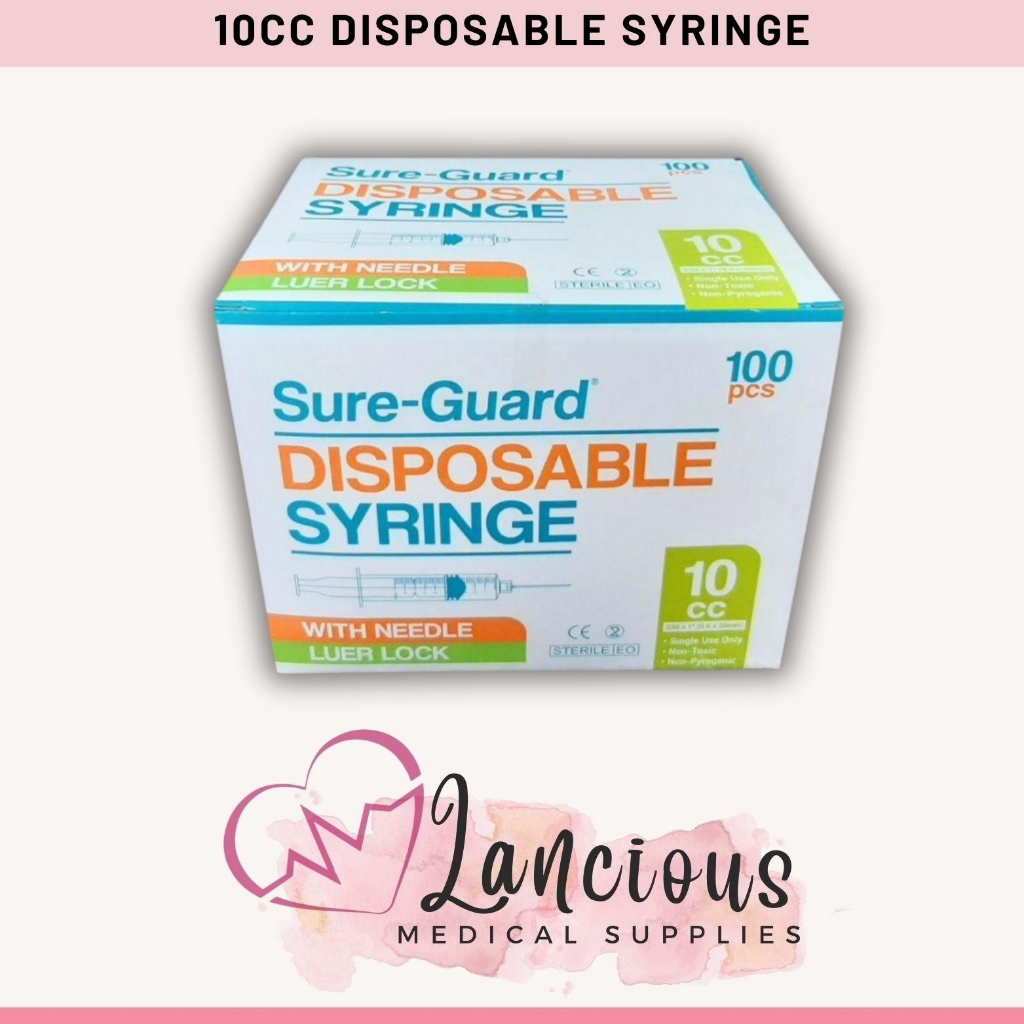 Disposable Syringe(100pcs/ 1box)Sureguard 10cc | Shopee Philippines