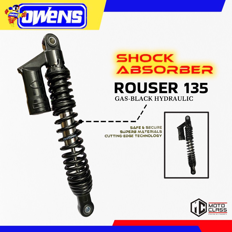 OWENS SHOCK ABSORBER ROUSER 135 BLACK 370MM [105005] | Shopee Philippines